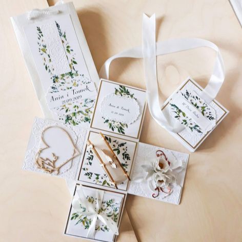 Zestaw ślubny exploding box i torebka #00001 - PartyCardsShop